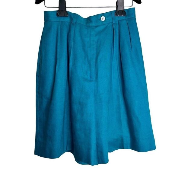 Talbots | Shorts | Vintage Talbots0 Linen Teal Hirise Pleated Shorts ...